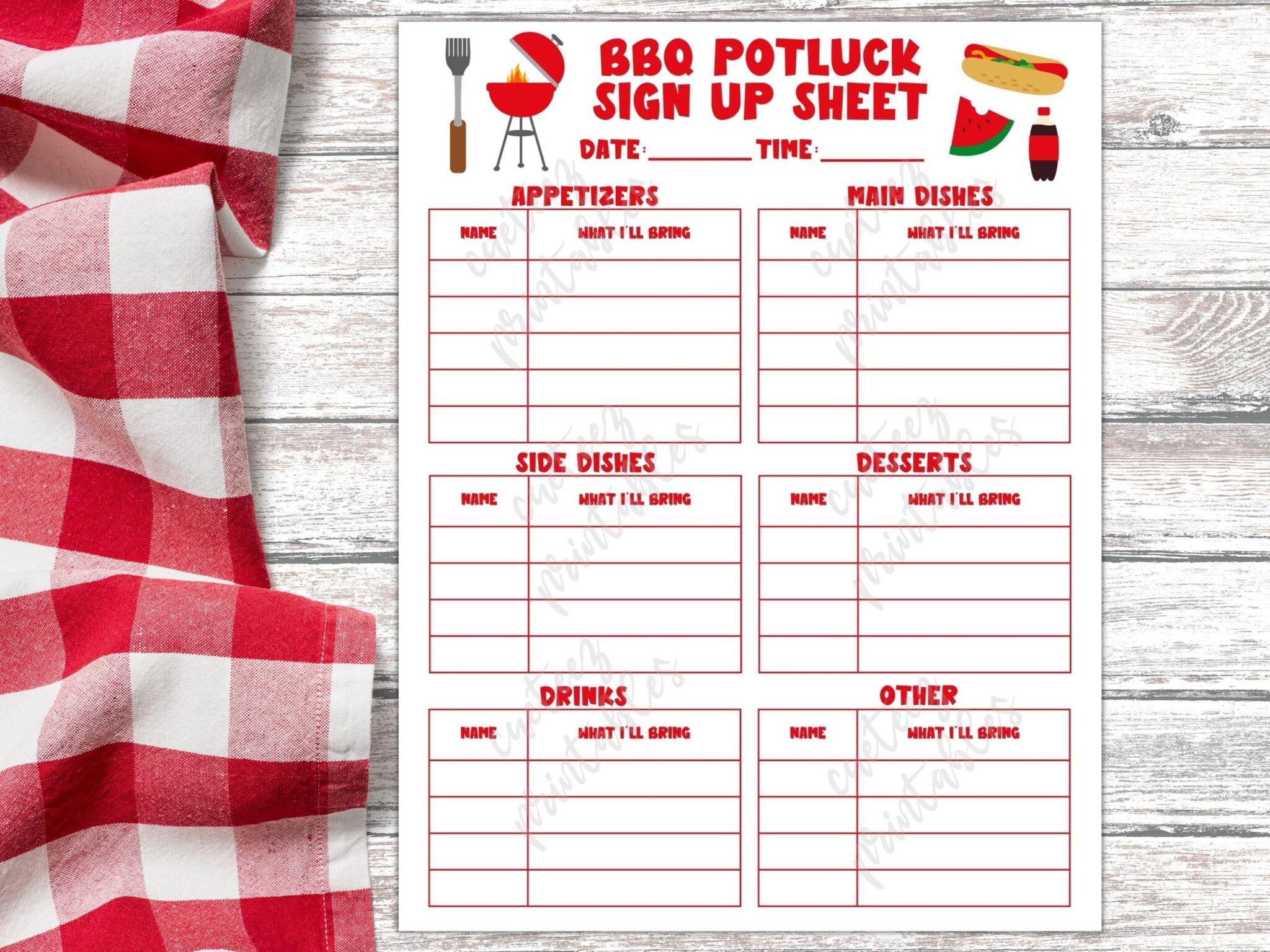 Free Printable Bbq Sign Up Sheet - Printable Templates Hub